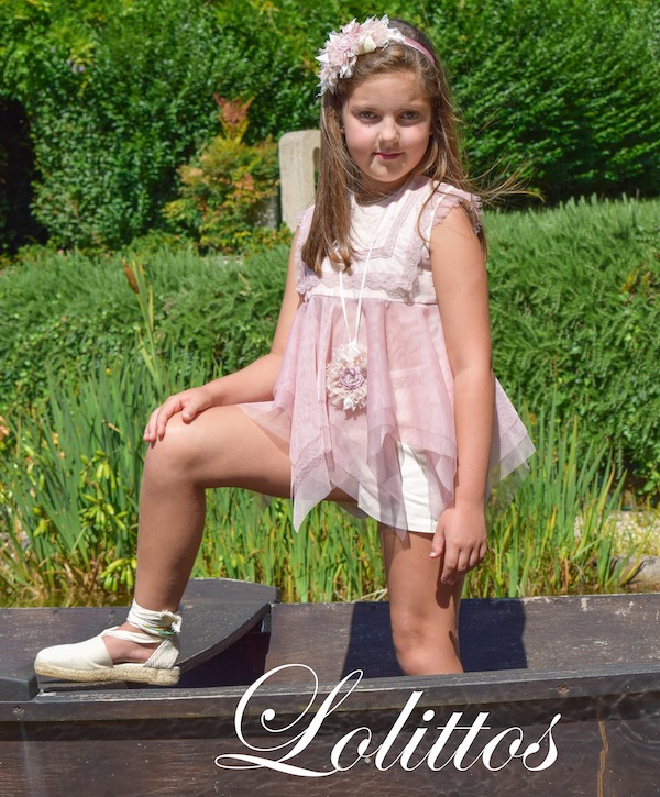 Conjunto Blusón y Short Lolittos ROSE Tul Rosa | Mariposas Kids