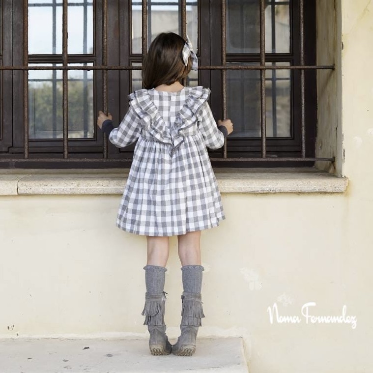 NOMA FERNÁNDEZ VESTIDO Génova Cuadro Gris | Mariposas Kids